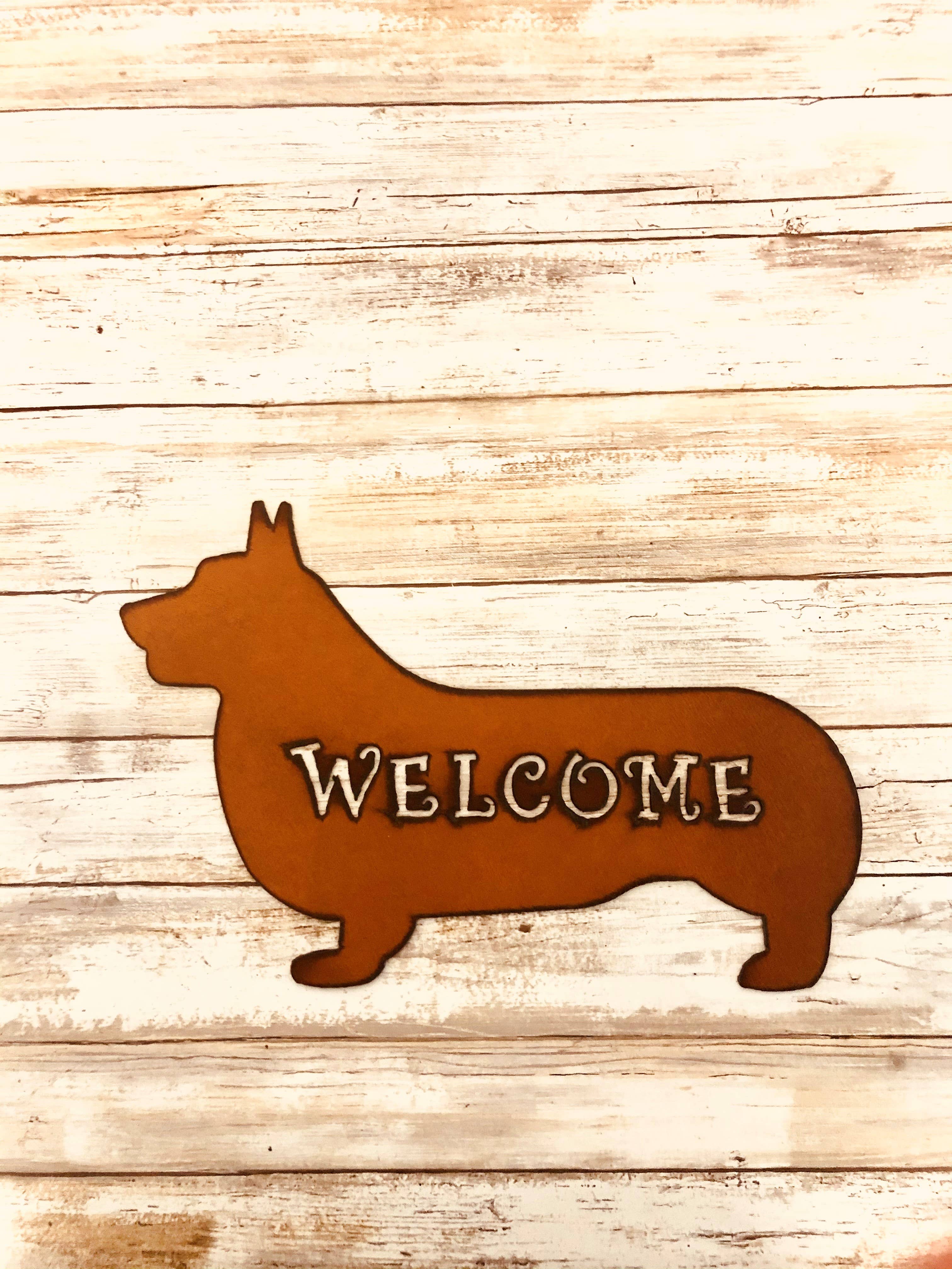Corgi Welcome Pet Lovers Image Rustic Wall Sign – Universal Ironworks USA