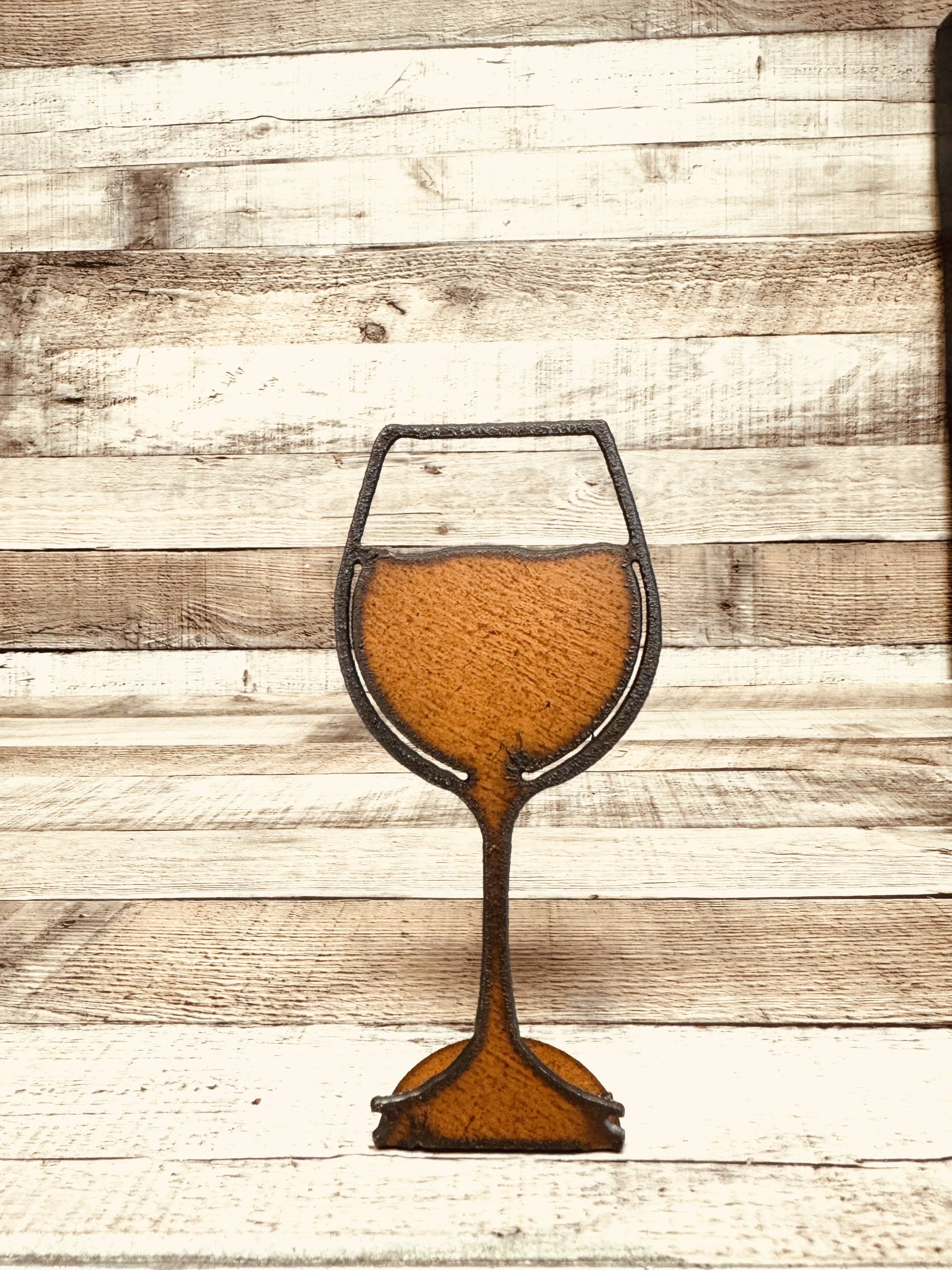 Wine Glass Rustic Metal Standing Figurine Wine Bar Gift – Universal ...