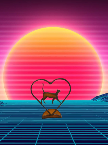 Outline Heart with Cat Kitty Figurine Rustic Metal – Universal ...