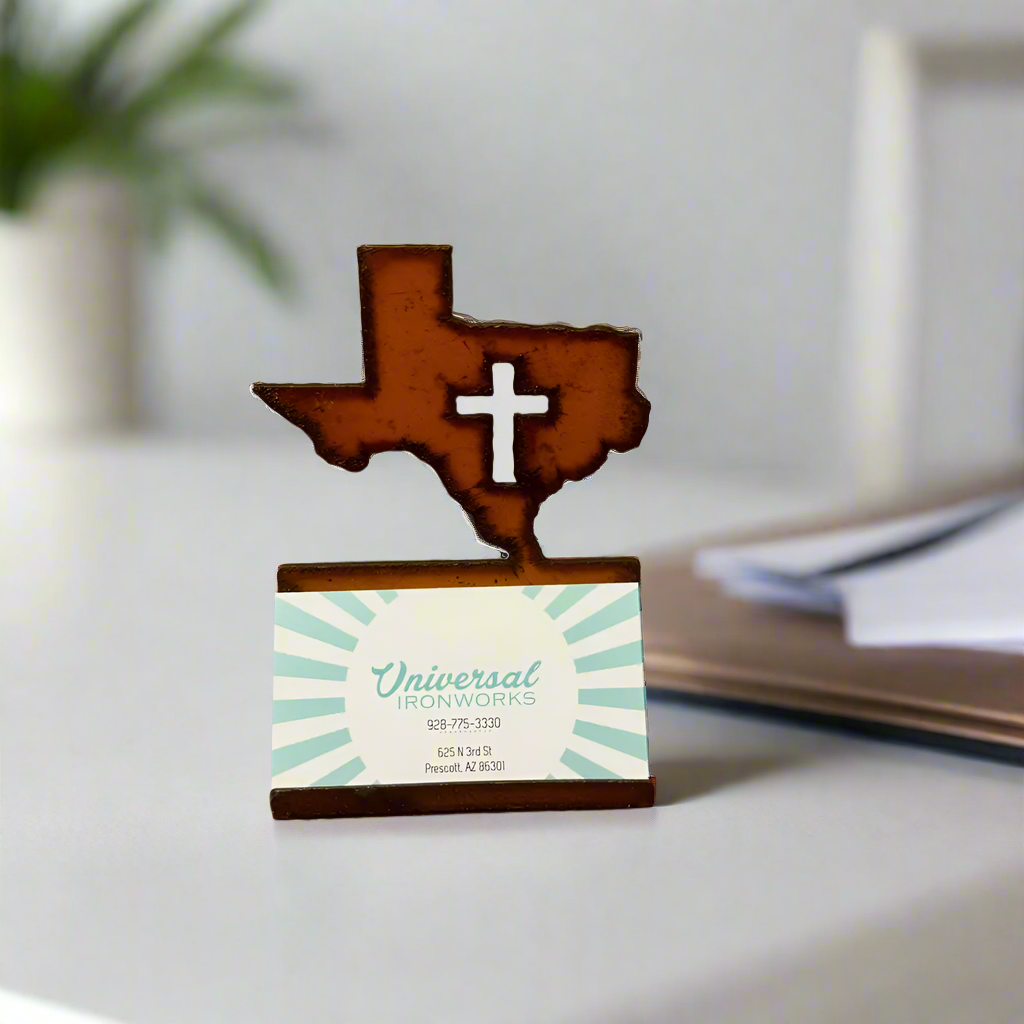 Texas State with Cross Business Card Holder – Universal Ironworks USA