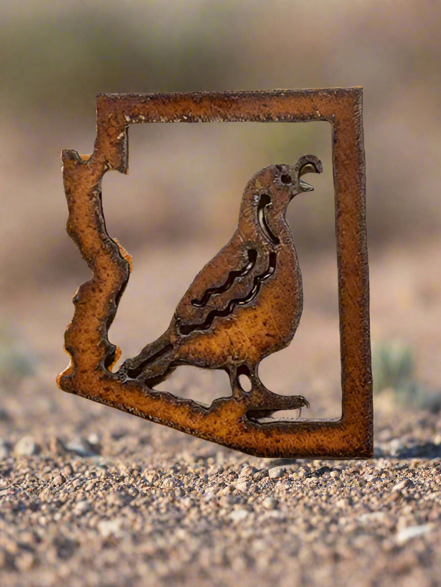 Arizona Outline with Quail Southwestern Magnet – Universal Ironworks USA