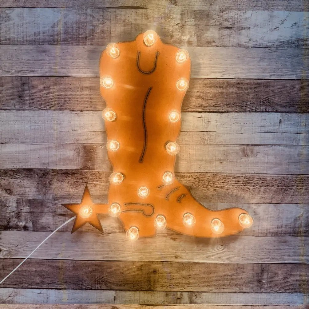 Boot Marquee lighted Sign Rustic Rodeo Metal Western Sign – Universal ...