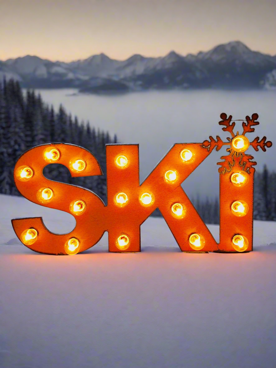 Ski Word Lighted Marquee Rusted Metal Sign Lodge Gift – Universal ...