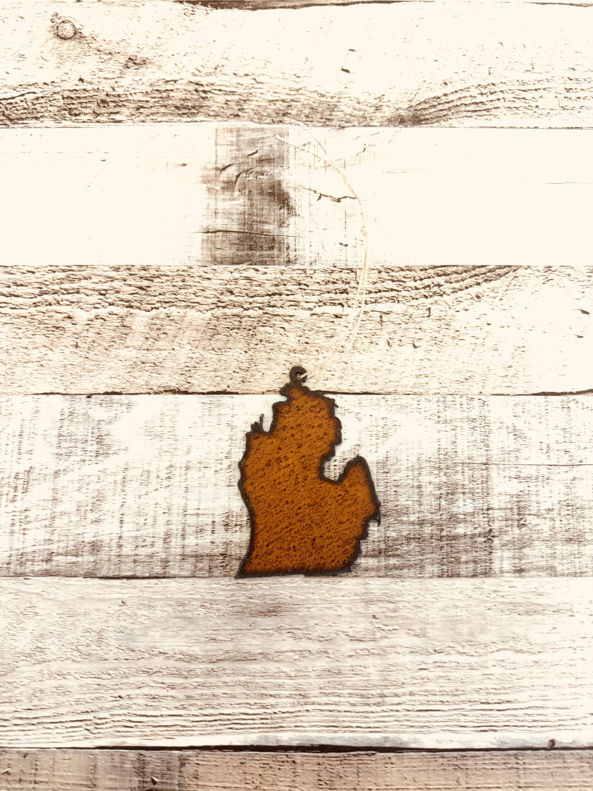 Michigan State Shape Rustic Metal Ornaments – Universal Ironworks USA