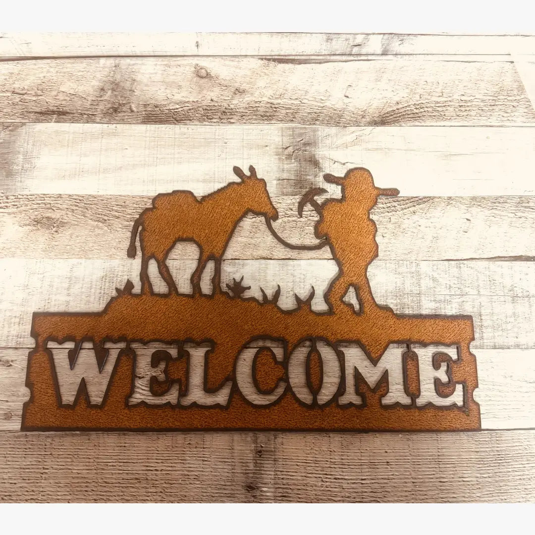 Miner and Mule Rustic Metal Welcome Sign Made in USA – Universal ...