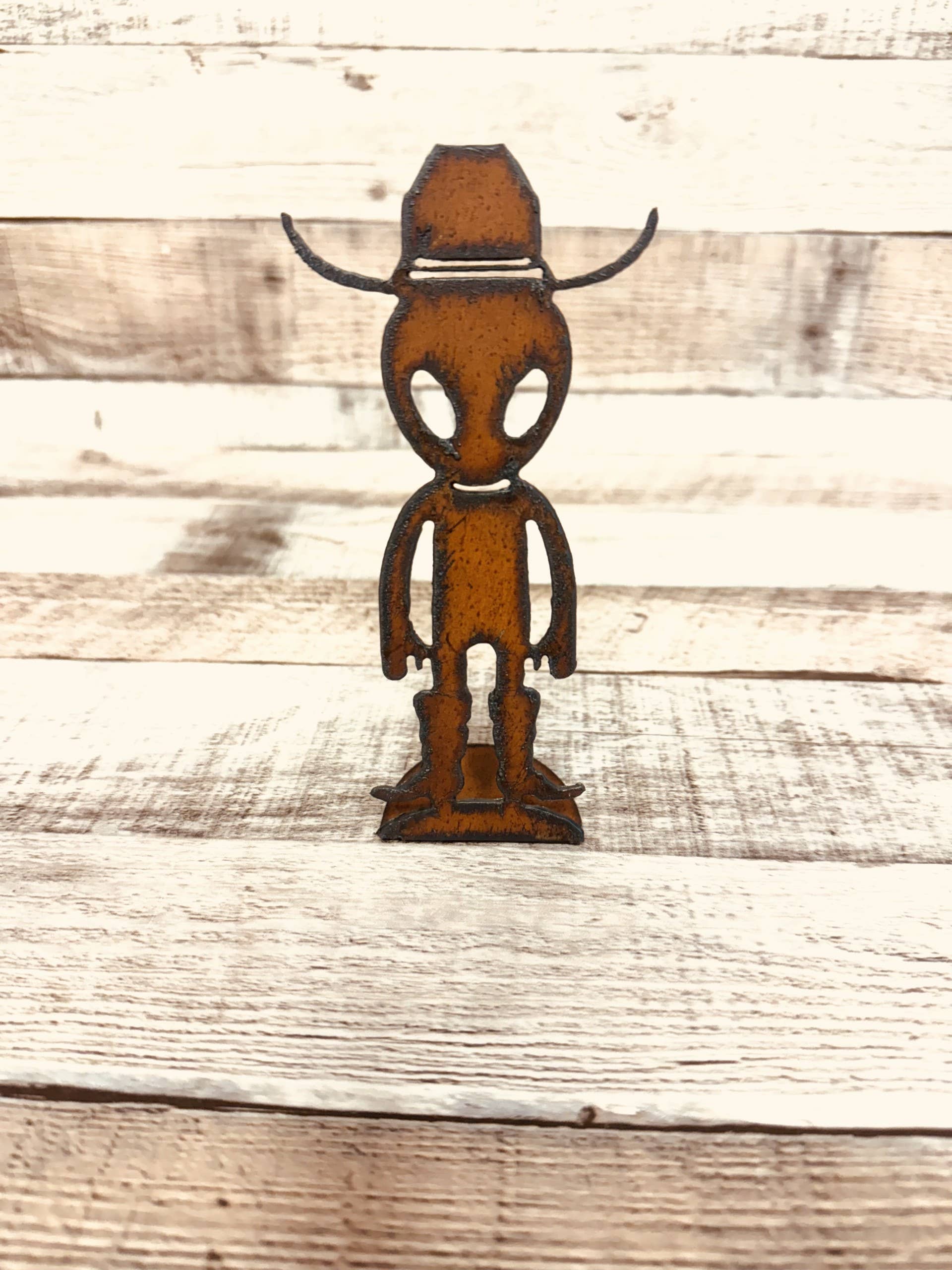 Alien Cowboy Doodad Standing Figurine Area 51 Rustic Metal – Universal ...