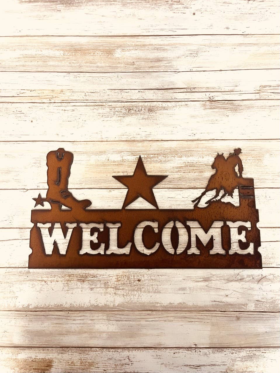 Boot Star Barrel Racer Rustic Metal Rodeo Sign – Universal Ironworks USA