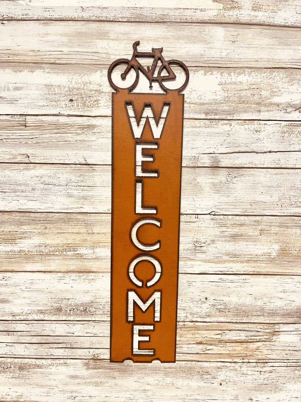 Bicycle Vertical Rustic Metal Welcome Sign – Universal Ironworks USA