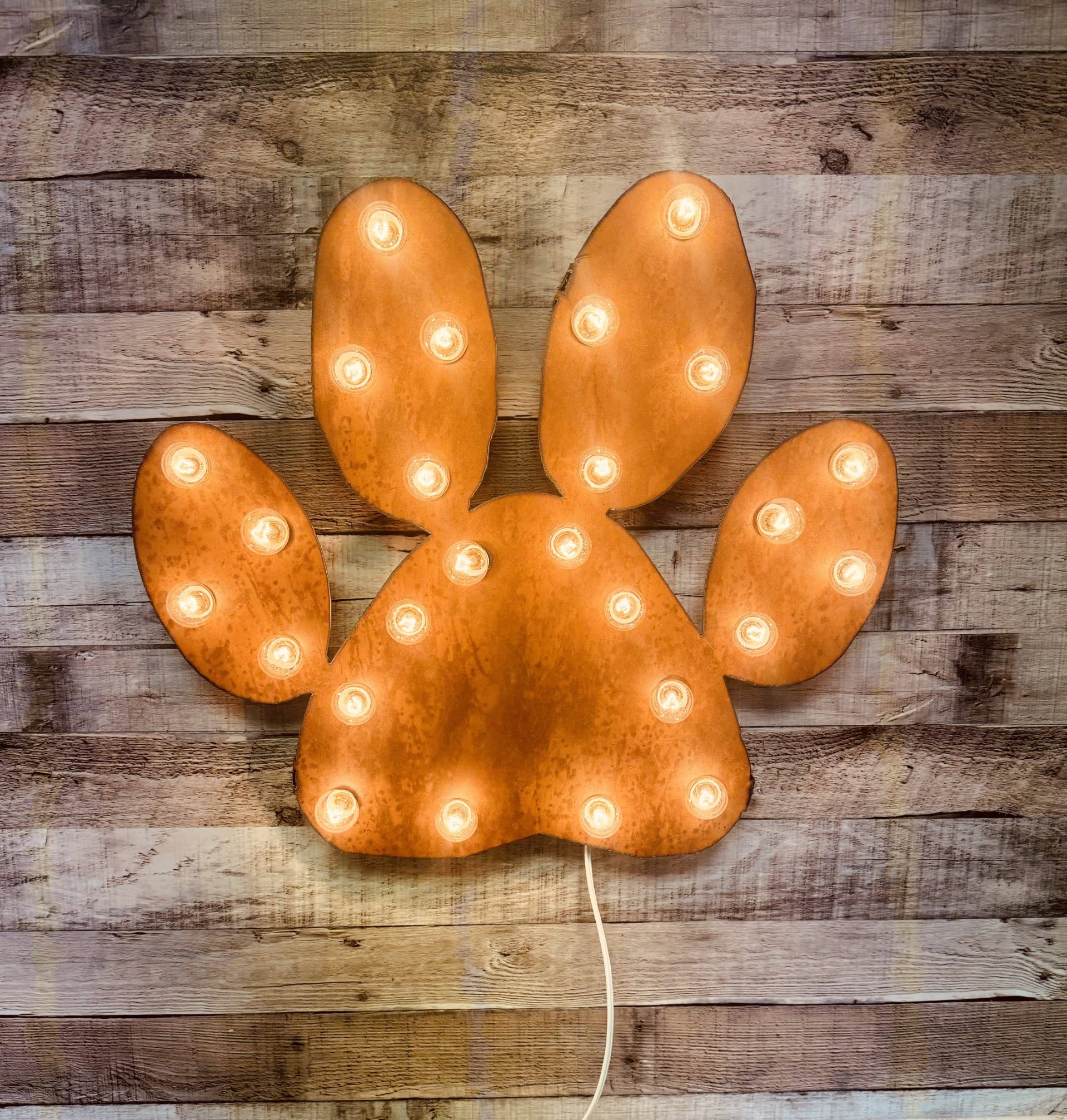 Paw Print Marquee Lighted Metal Pet Sign Retro Inspired Sign ...