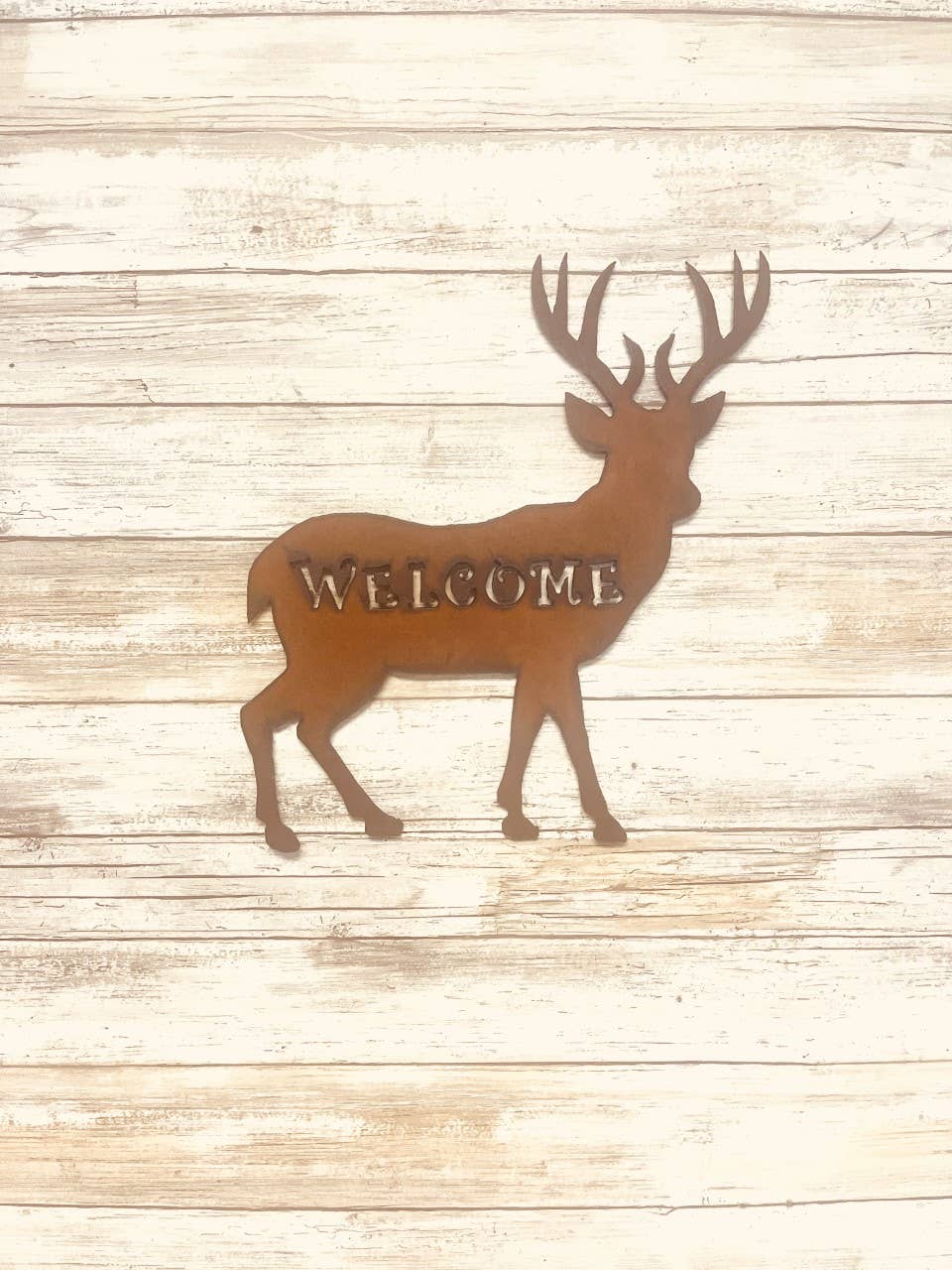 Deer Image Welcome Rustic Metal Welcome Sign – Universal Ironworks USA