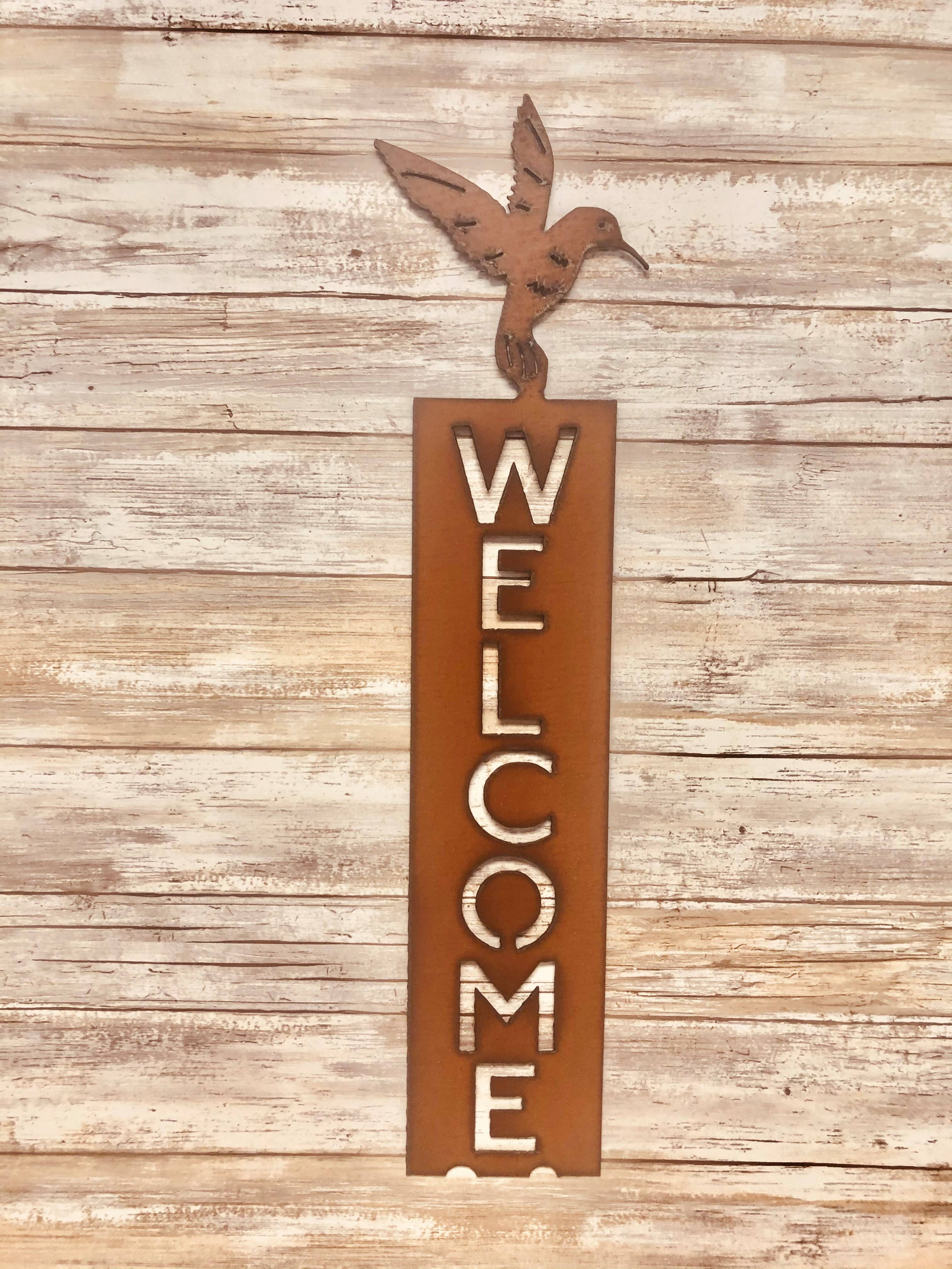 Hummingbird Vertical Welcome Sign – Universal Ironworks USA