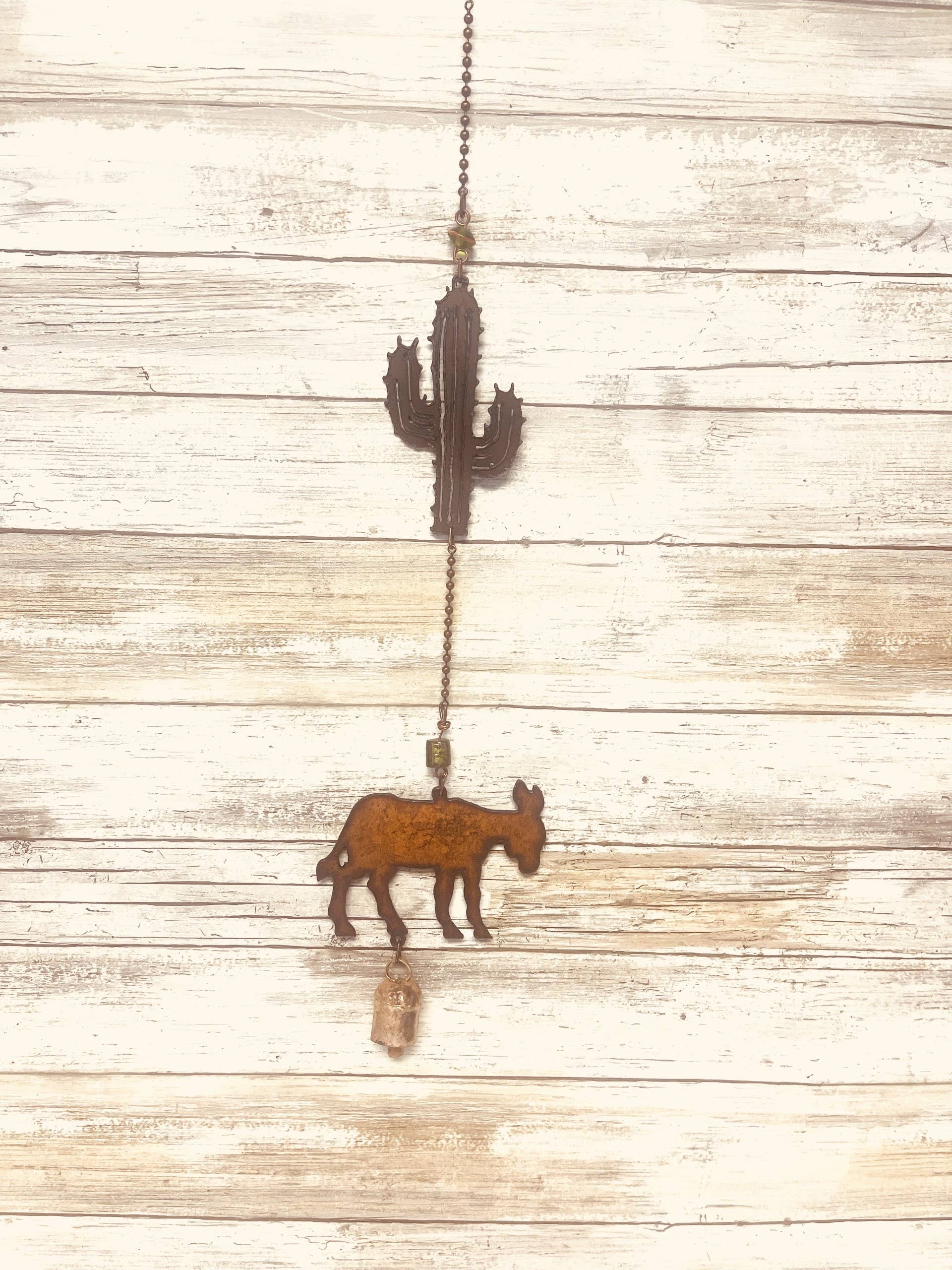 Donkey and Cactus Burro Mule Rustic Double Bell Chime – Universal ...
