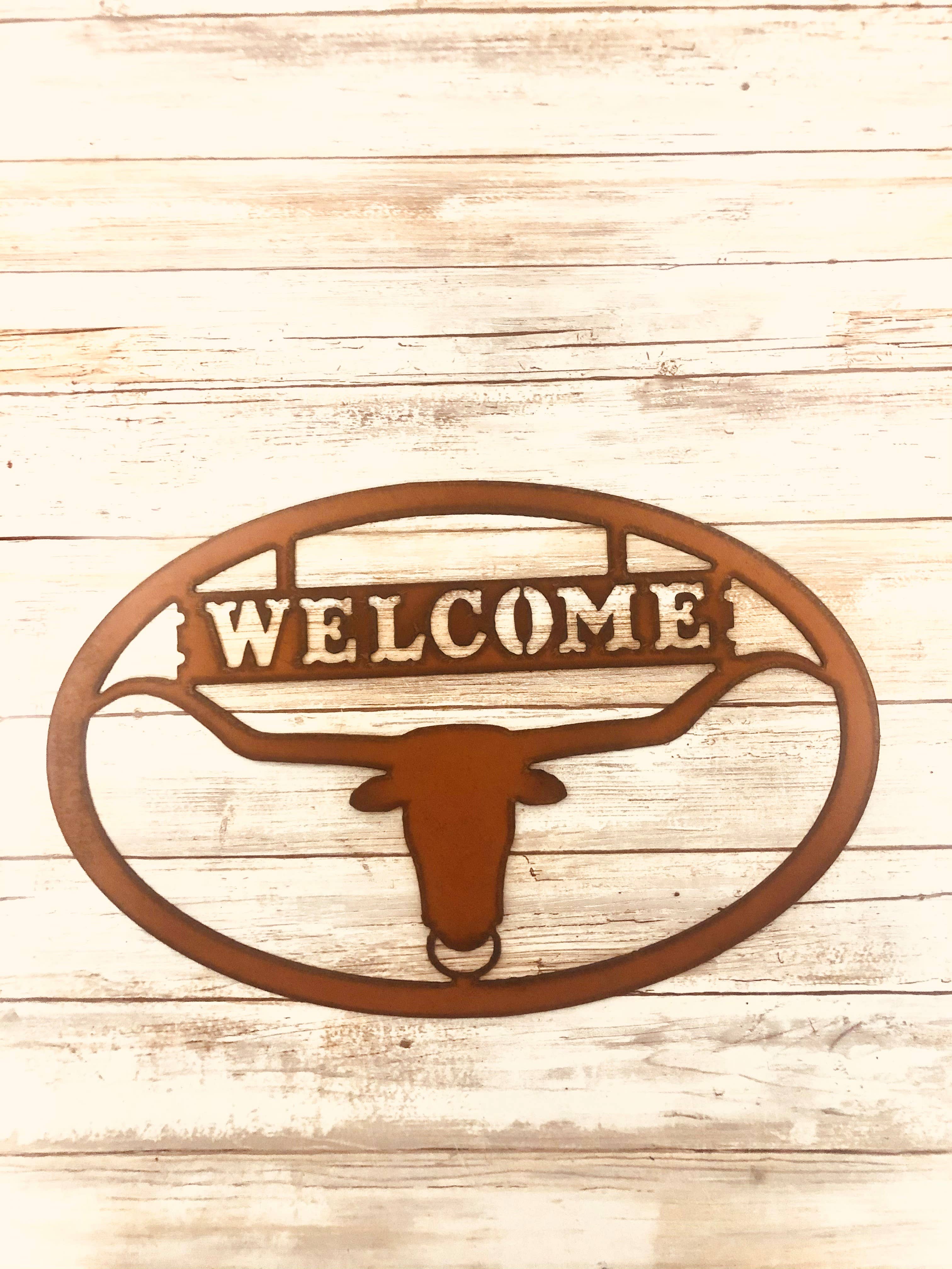 Steer head Oval Horizontal Western Welcome Sign – Universal Ironworks USA