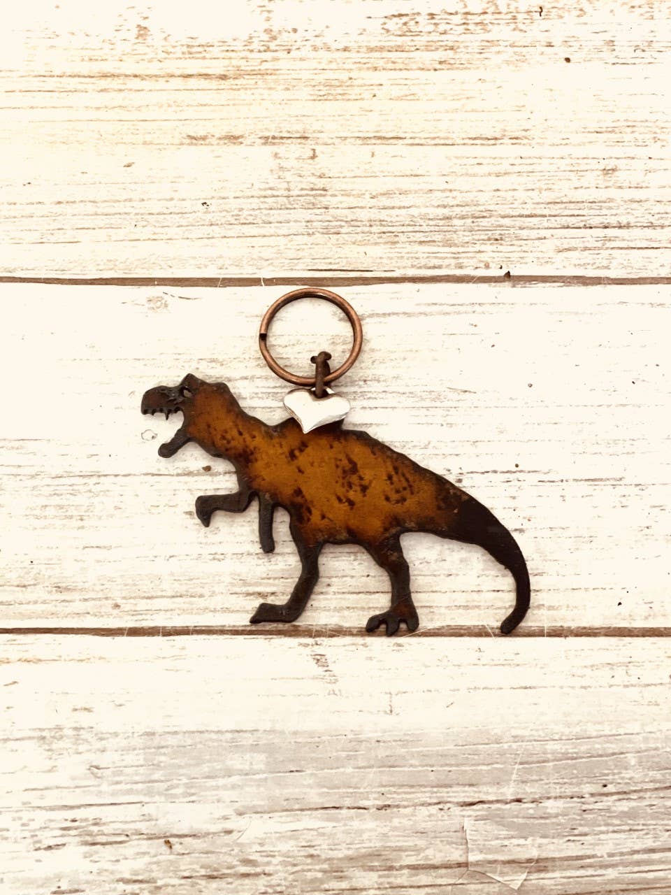 Tyrannosaurus Dinosaur Key Chain Rustic Metal Gift – Universal ...