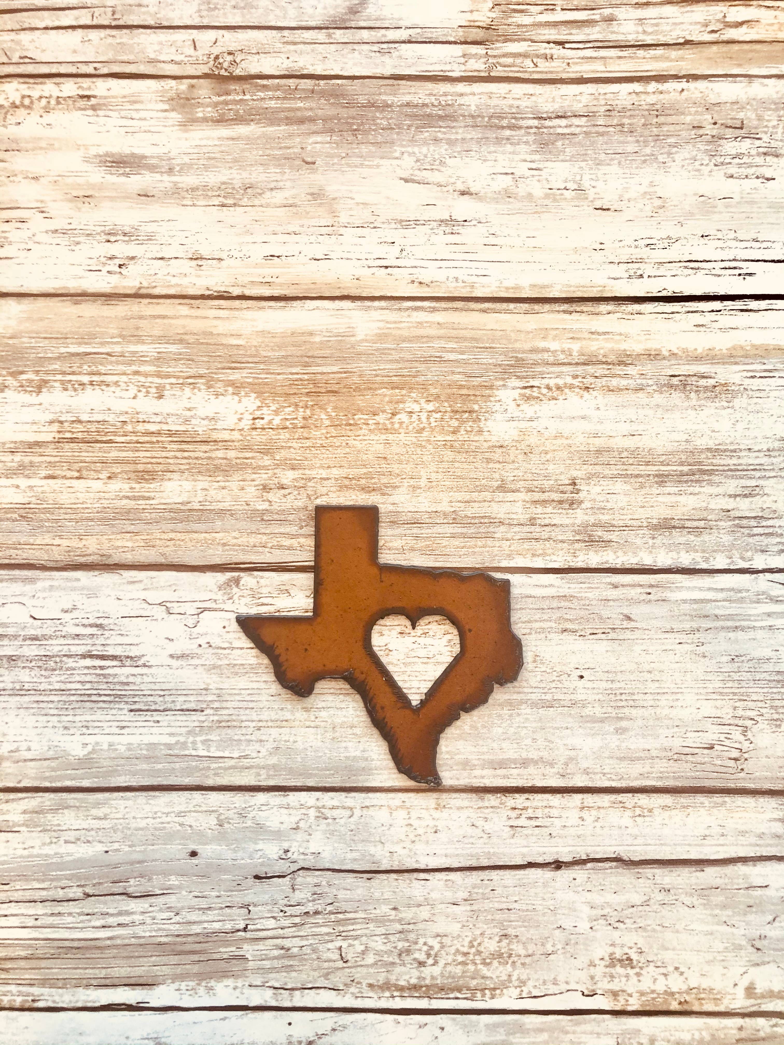 Texas State Shape with Heart Magnet – Universal Ironworks USA
