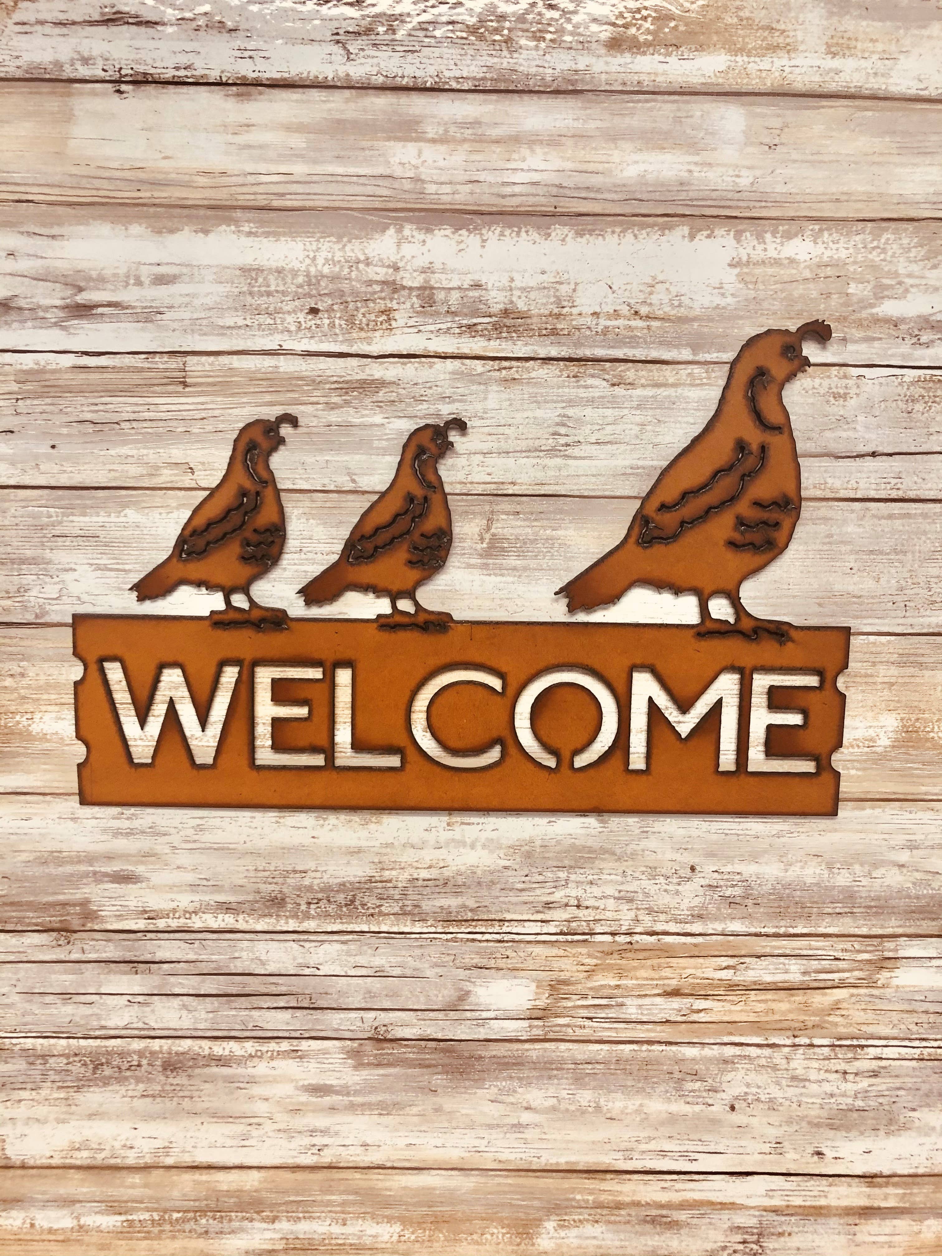 Quail Family Southwest Horizontal Welcome Sign – Universal Ironworks USA