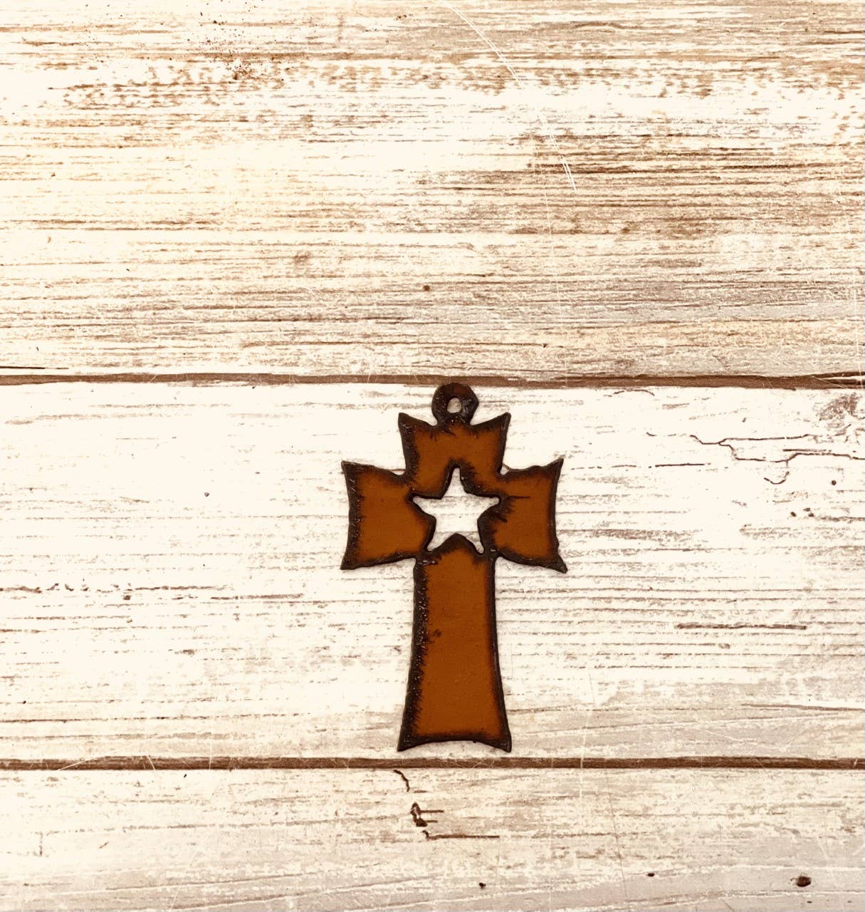 Cross with Star Charm Pendant Rustic Metal – Universal Ironworks USA